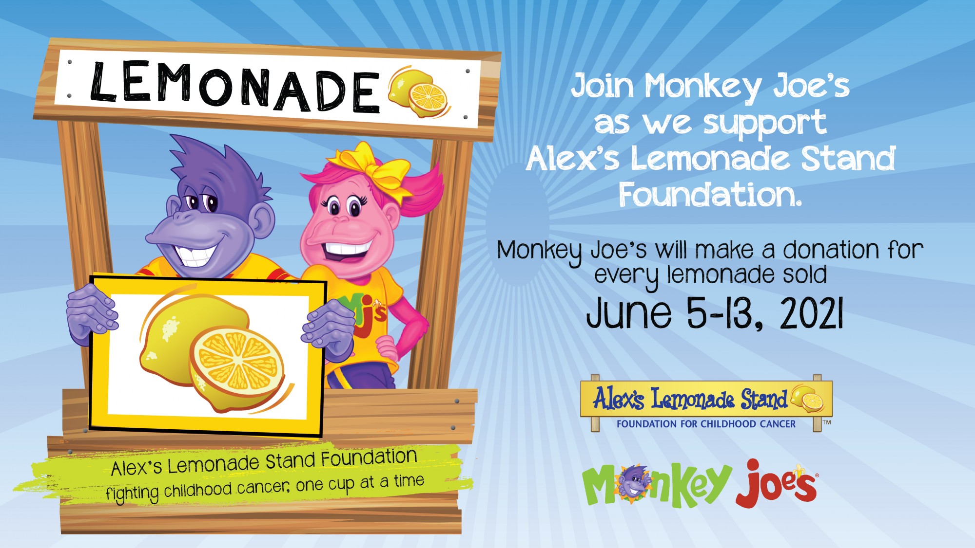 Supporting Alex’s Lemonade Stand at Monkey Joe’s this June - Monkey Joe's